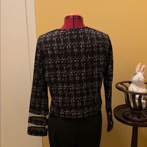 Source Unknown | Jackets & Coats | Chic Black And White Print Jacket ...